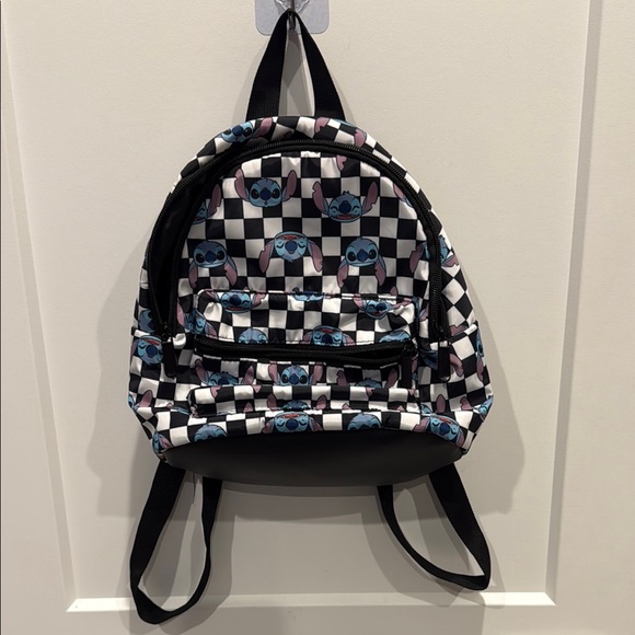 Disney | Bags | Stylish Stitch Black And White Checkered Mini Backpack ...